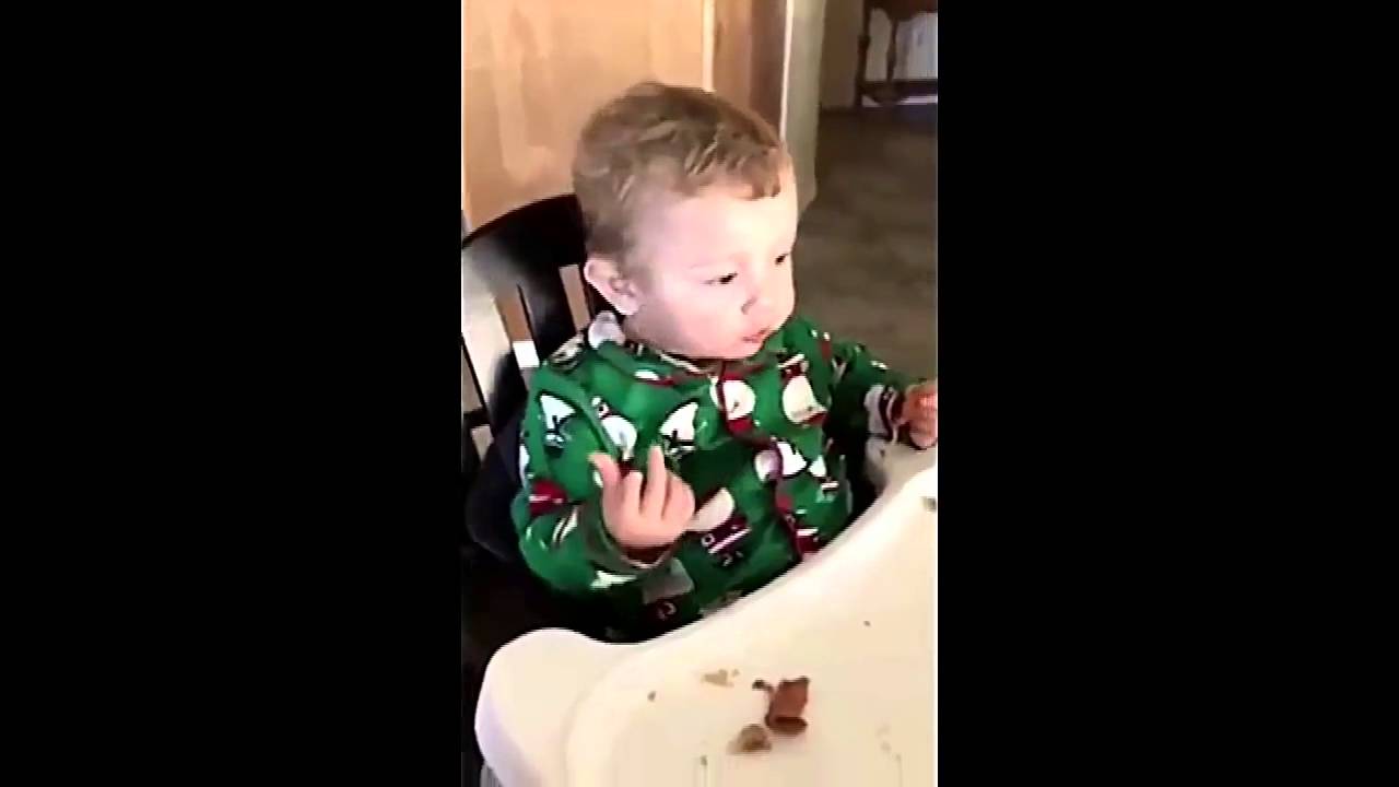 Best Reaction Baby Tasting Bacon First Time Priceless Funny Toddler ...