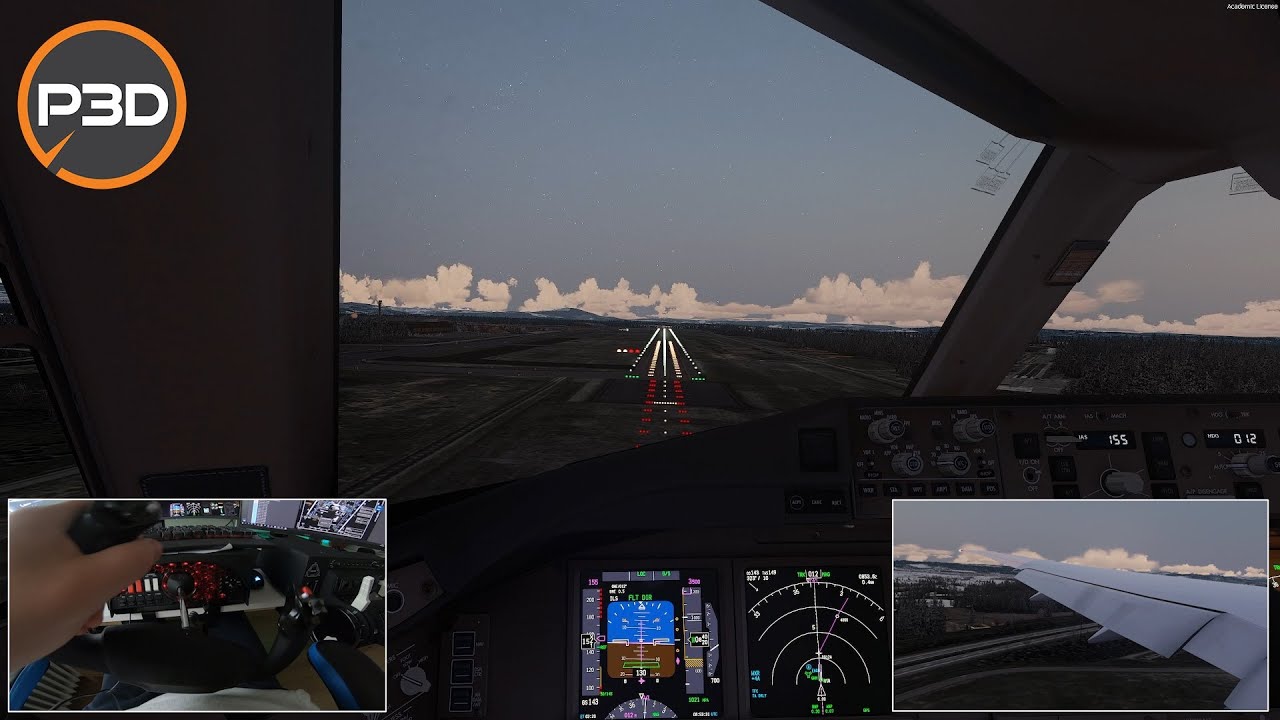 P3D V5.3 | Amazing Sunset approach bouncy landing into Oslo | ENGM ...
