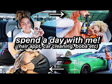 vlog: spend a day with me! *hair appt, car cleaning, boba etc* | Azlia ...