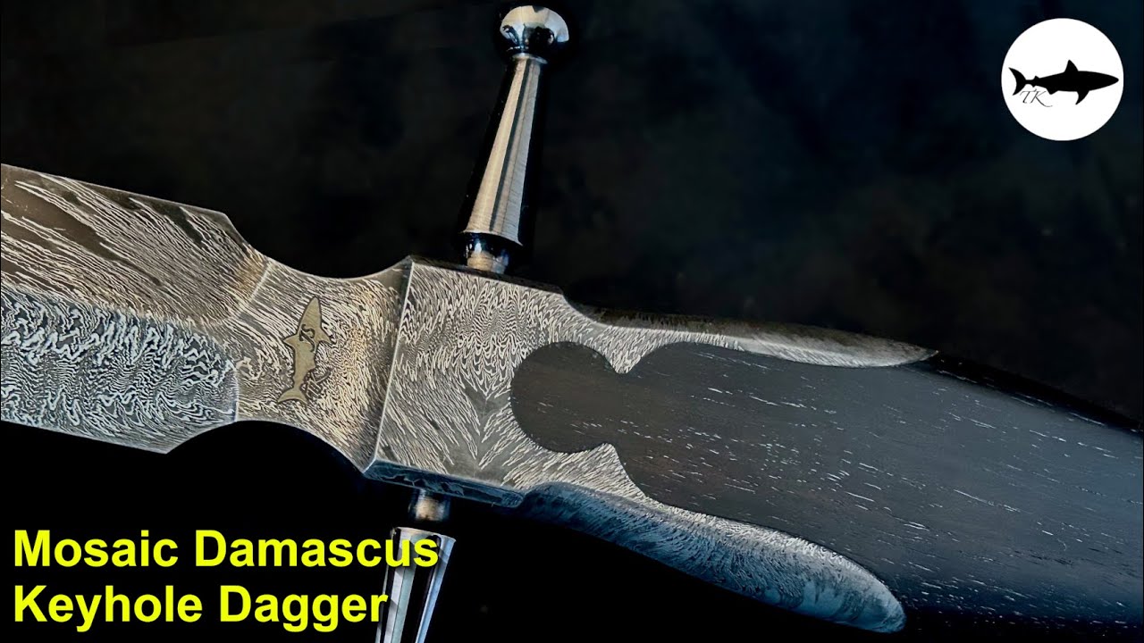 Forging a mosaic damascus keyhole dagger - YouTube