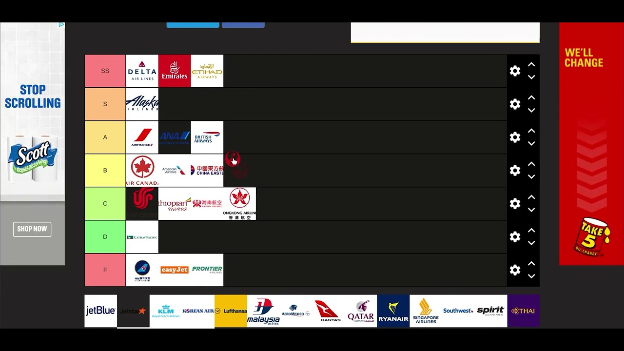 Airlines Of The World Tier List - YouTube