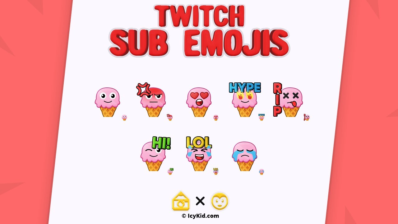 Premium Sub Emotes - Ice Cream Cone Premium Emotes - PSD - Premium ...