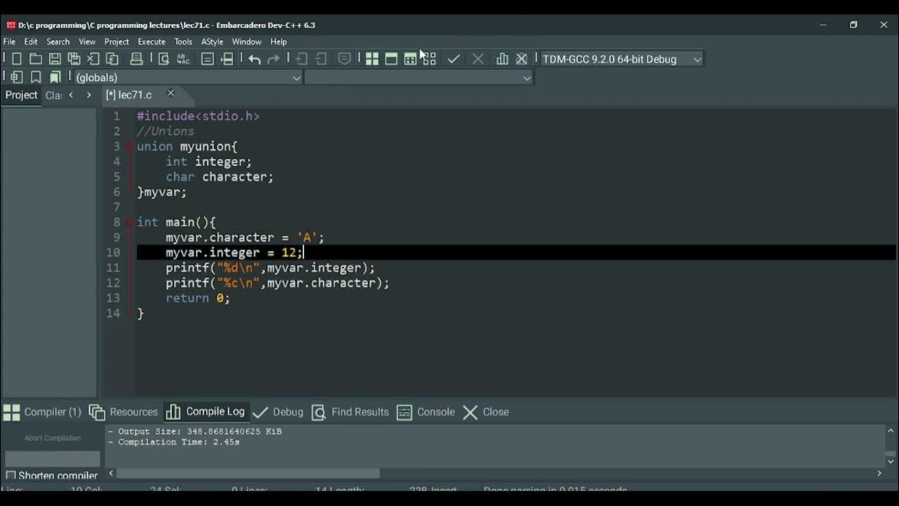 C language Course Urdu/Hindi Lecture 71(UNIONS) - YouTube