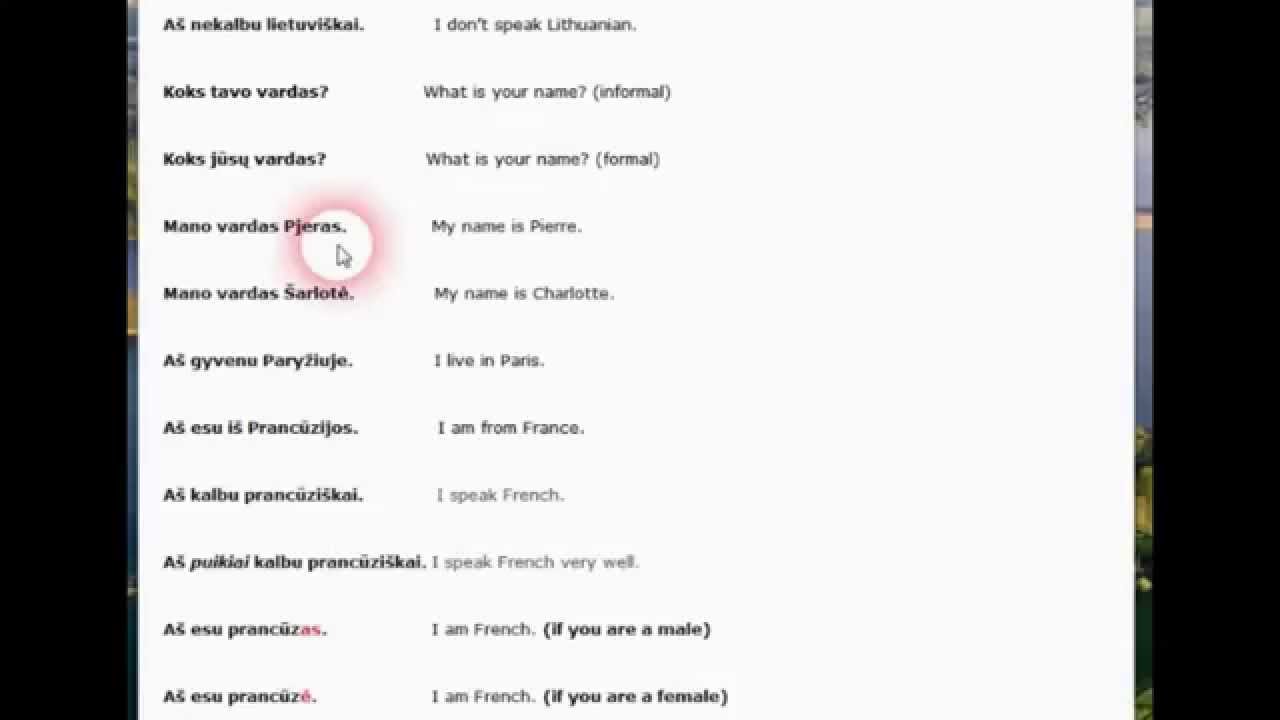 Lithuanian Lesson 5 - Basic Sentences - YouTube