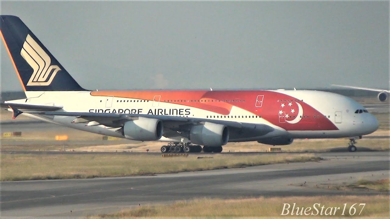 [SG50] Singapore Airlines Airbus A380-800 (9V-SKJ) landing at KIX/RJBB ...