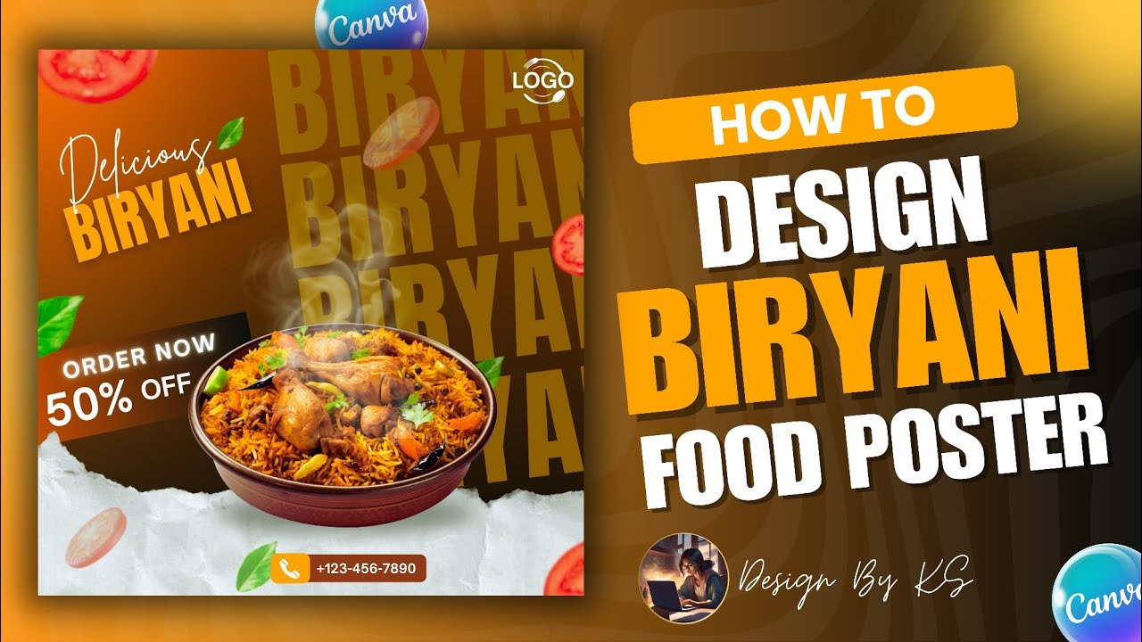 How to Design Biryani Food Poster Using Canva | Easy Tutorial For ...