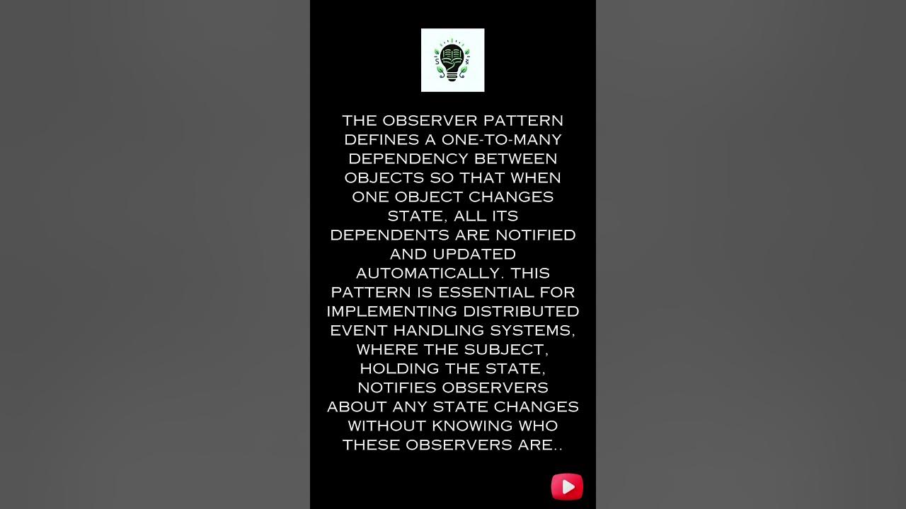 What Is An Observer Pattern Software Designpatterns Developer Programming Youtube 3151