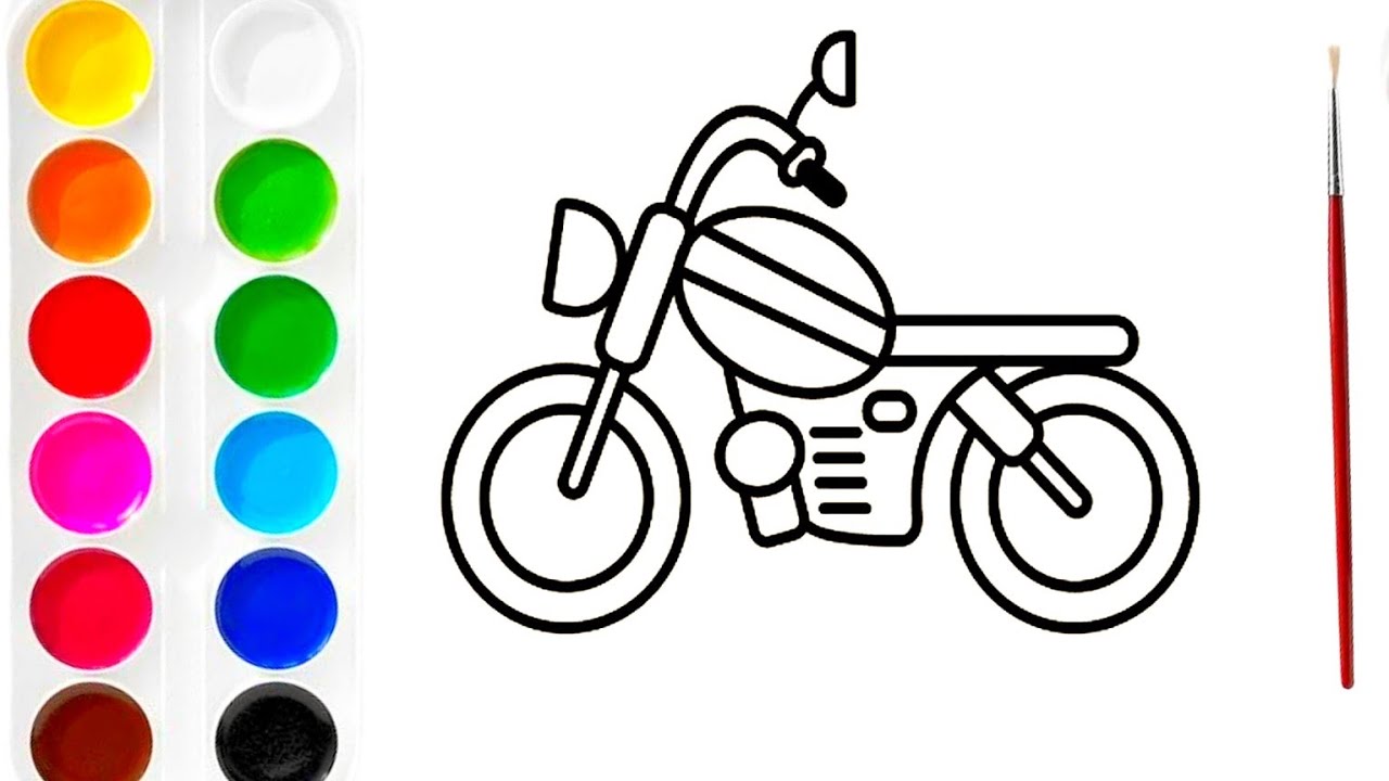 Motorcycle Drawing For Kids | Simple Motorcycle Drawing , Drawing ...