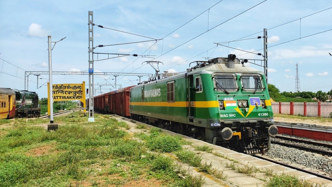 41380 Barauni WAG-9HC with BCNA Goods skipping Sattirakkudi crossing ...