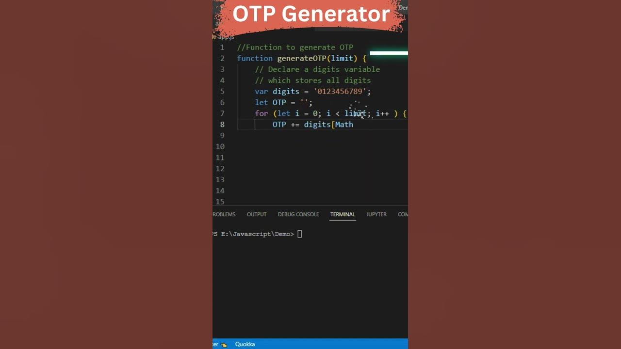 Javascript Otp Generator How Do You Generate Otp Javascript Js Coding Otp Shorts Youtube