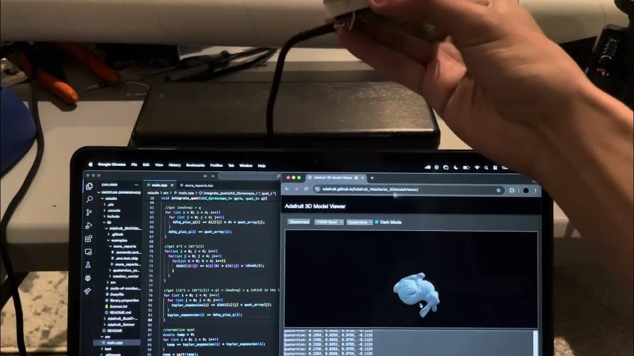 quaternion attitude estimation demo for accelerating rocket, gyro integration / dead reckoning ...
