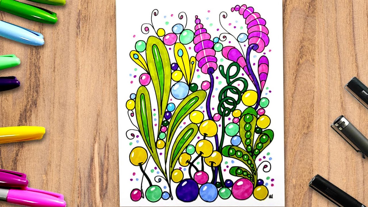 Colorful Zentangle Doodle Art | Create Vibrant Zen Doodle Tangles - YouTube