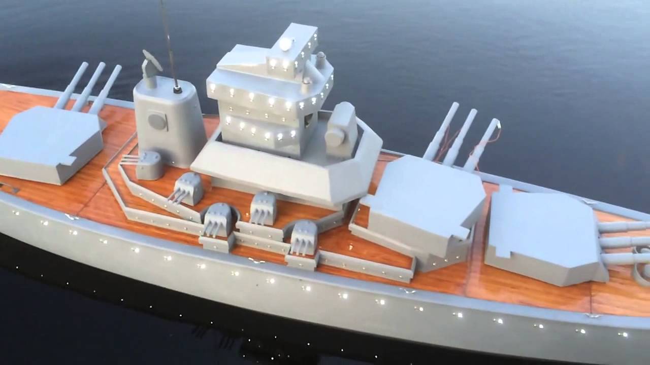 Homemade radio controlled battleship. First trial run - YouTube