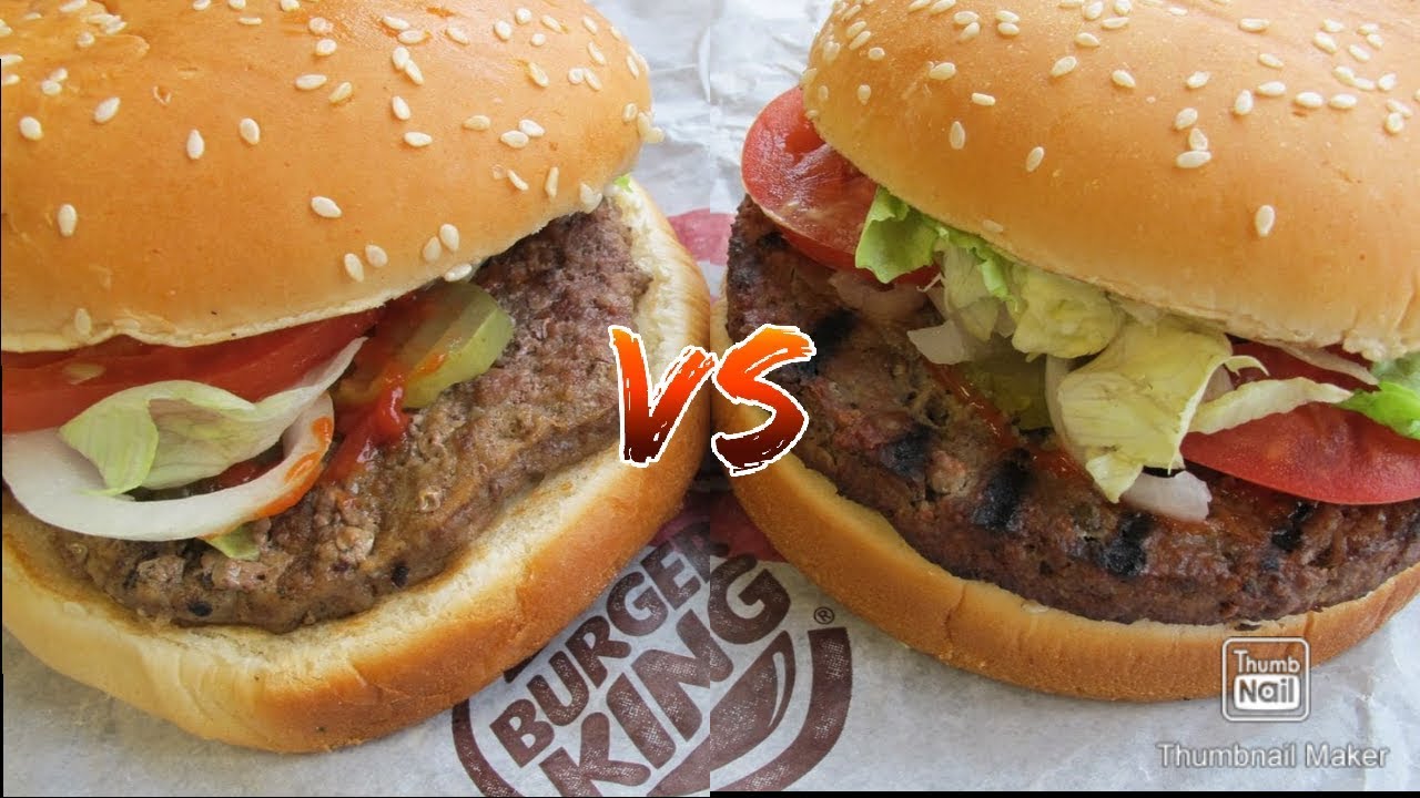 Burger King Impossible Whopper VS Whopper - YouTube