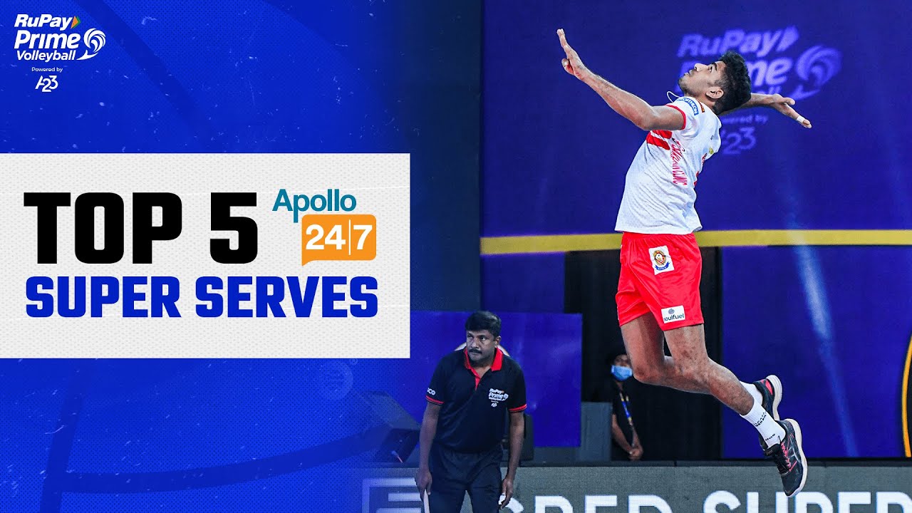 Top 5 Apollo 24x7 Super Serves | Prime Volley - YouTube
