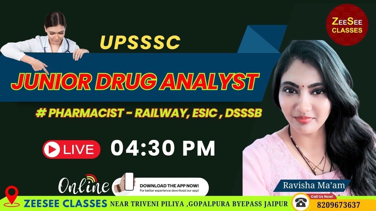 junior Drug Analyst at UPSSSC II oral liquids II railway pharmacist II ...