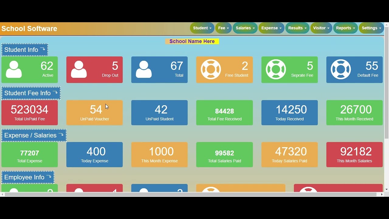 School Software - Simple Dashboard - YouTube