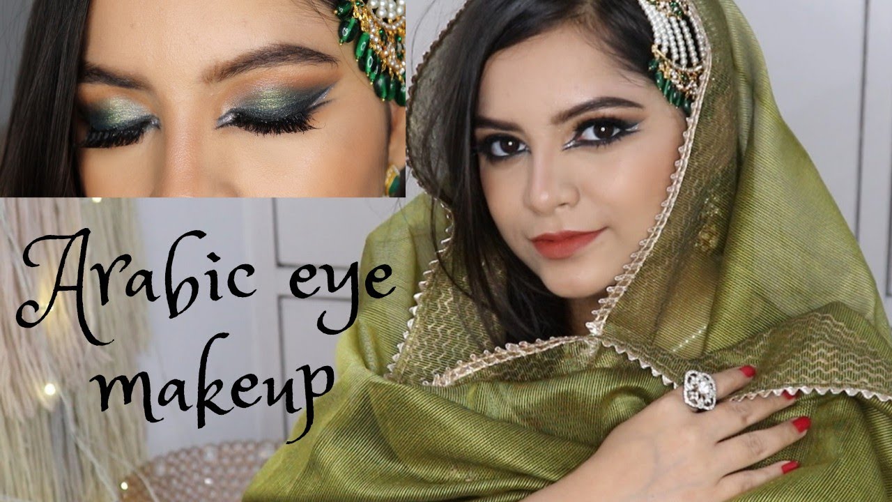 Muslim beauty look| Arabic eye makeup| Green Mehendi makeup - YouTube