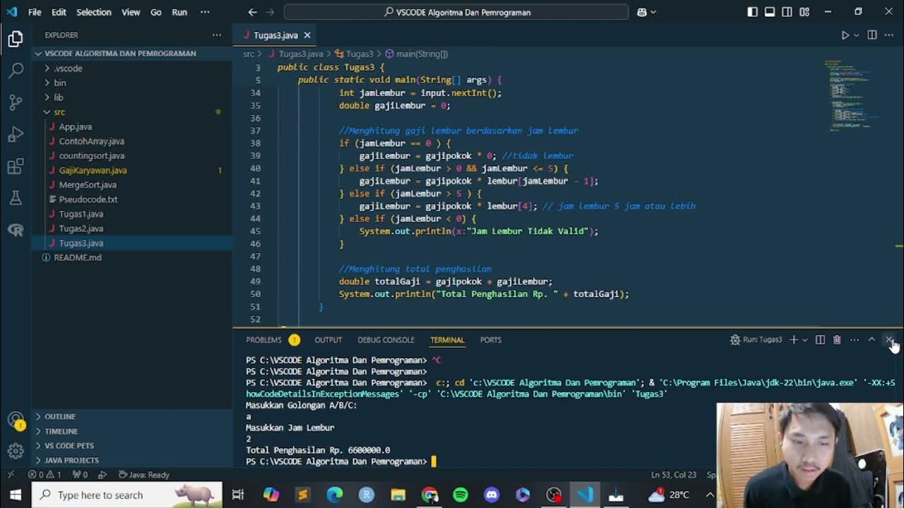 Tugas 3 Praktikum Algoritma dan Pemrograman Universitas Terbuka - YouTube