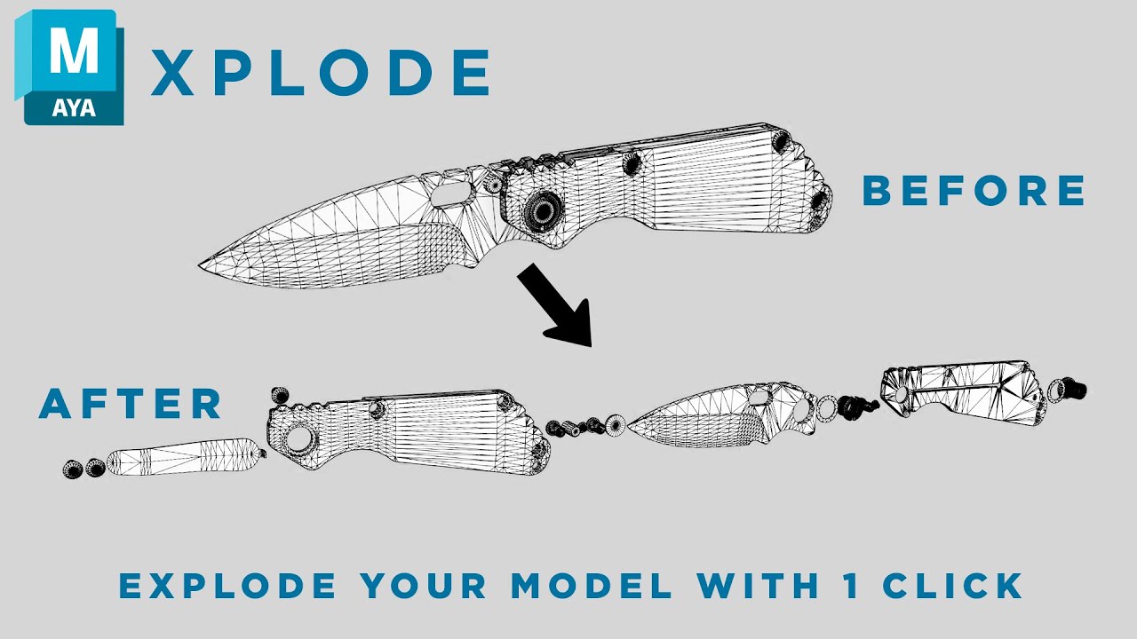 Explode your 3D models with Xplode - Free Maya Script - YouTube