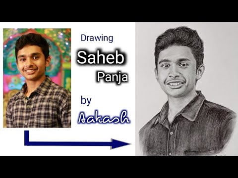 Saheb Panja - realistic portrait drawing. Sketch of face and hair, step by step. - YouTube