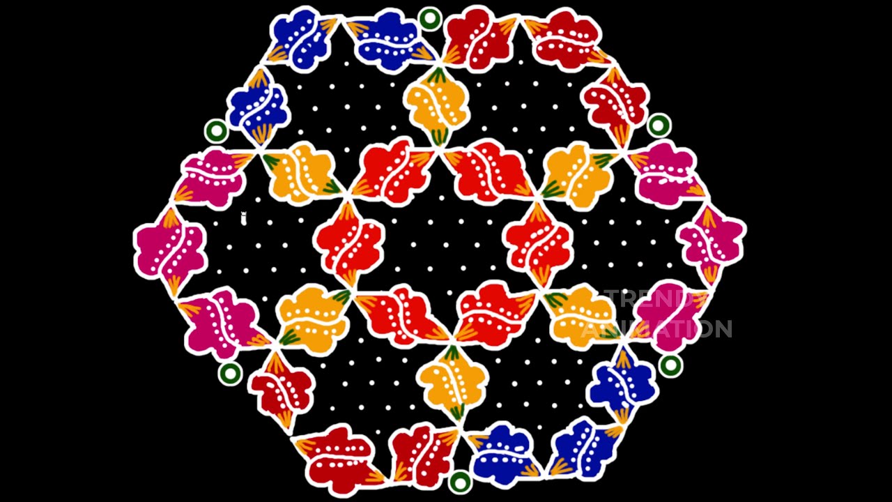 Awesome colorful sankranthi muggulu 21*11dots🌺Big competition rangoli ...