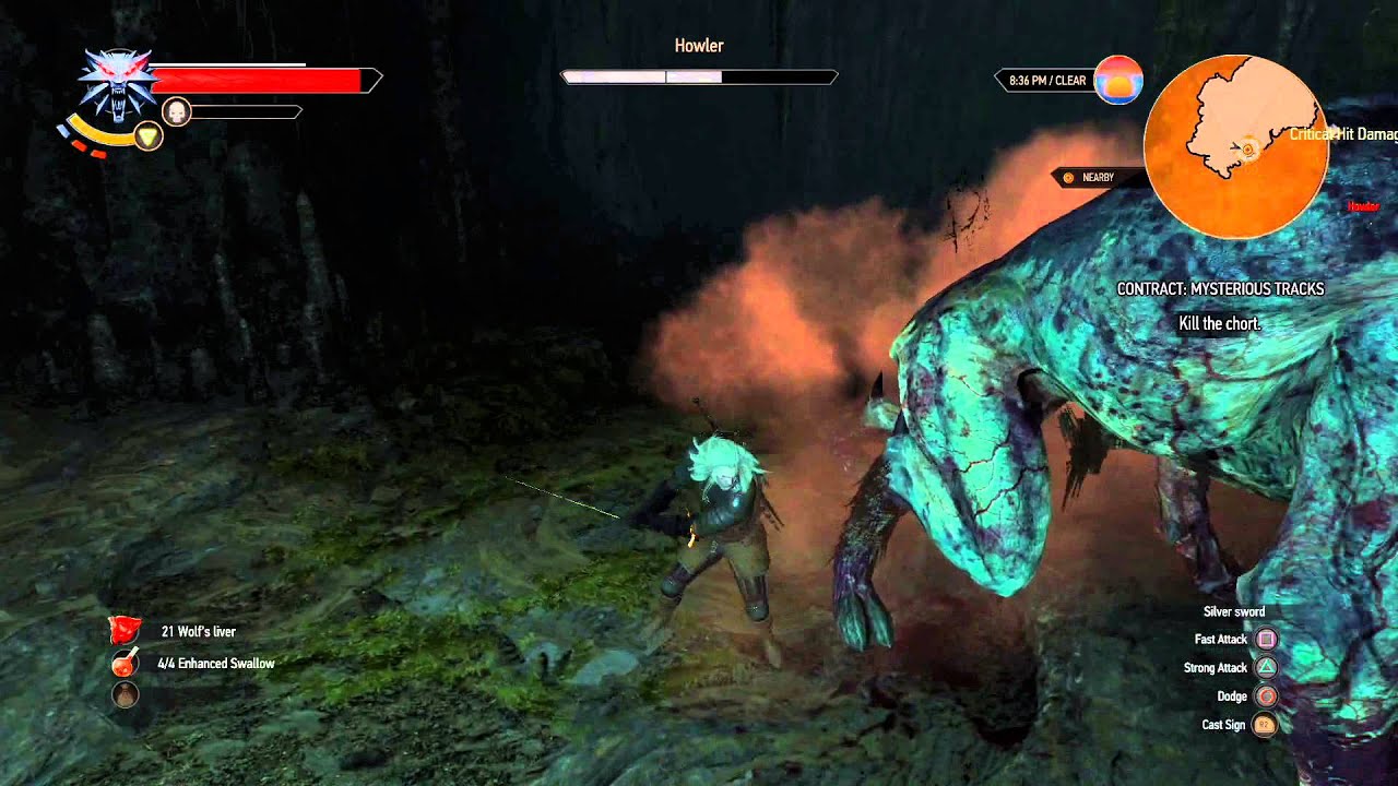 The Witcher III Mysterious Tracks Chort Fight (Death March Difficulty ...