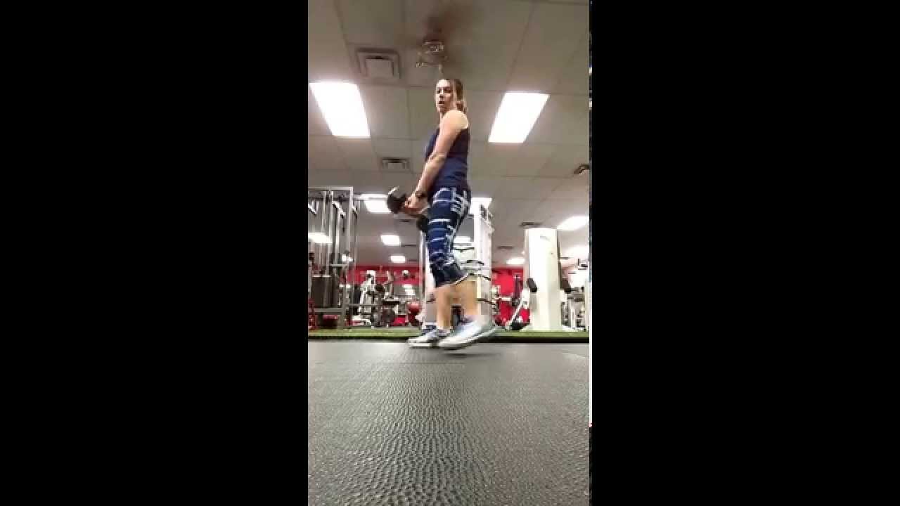 Squat front raises with glute squeeze - YouTube