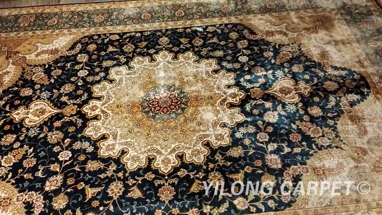 Turkish Carpet Blue Hand Knotted Persian Rug Oriental Silk Rugs 5.6'x8 ...