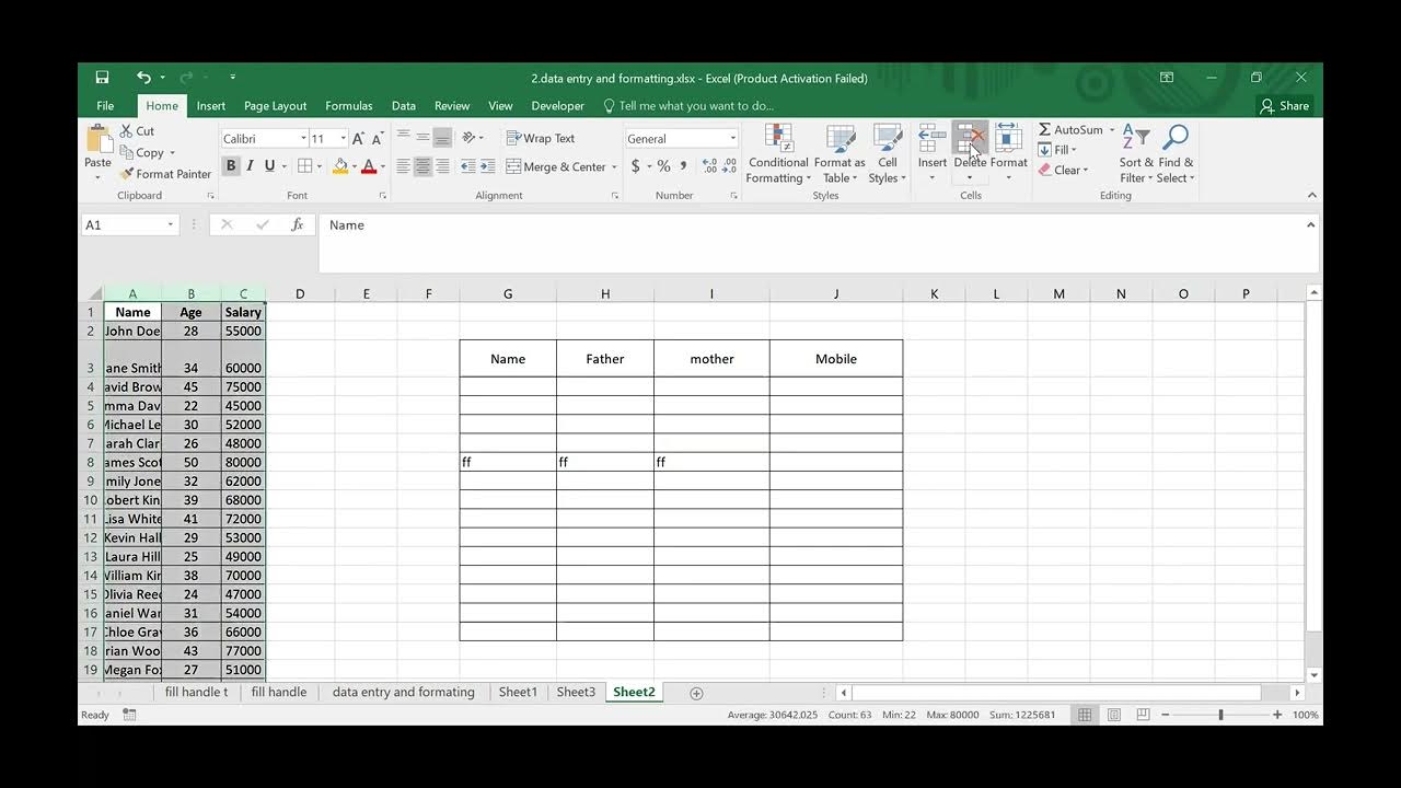 Live Class-2: Excel Data Entry & Formatting (Part 1) | Borders, Font Color, Fill, Font Size ...