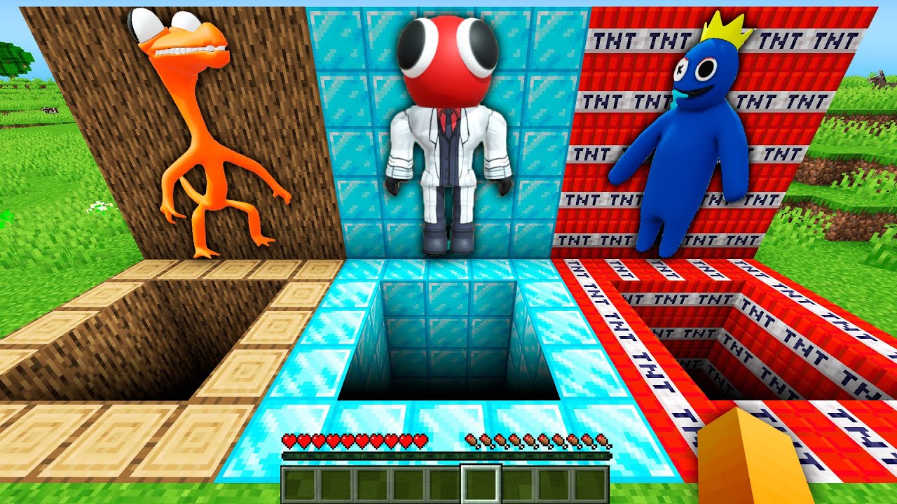 I found a RAINBOW FRIENDS in SECRET PIT in Minecraft ! Where do lead ...