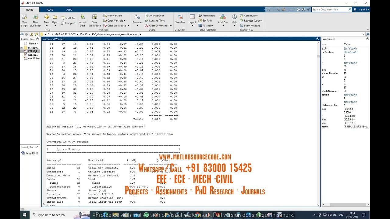 PSO distribution network reconfiguration IEEE 33 Bus PSO matlab ...