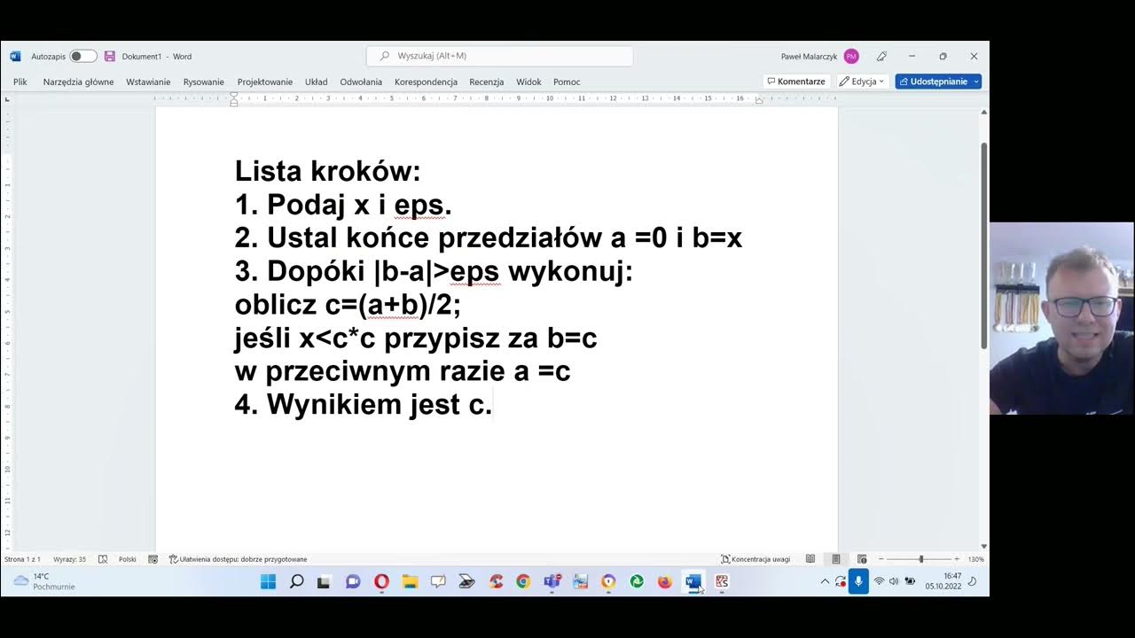 Metoda połowienia (Pierwiastek kwadratowy-Python) - YouTube