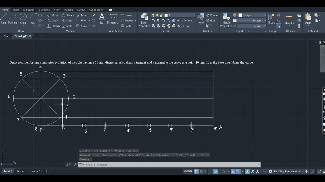 CONSTRUCTION OF CYCLOID BY CAD ||ENGINEERING DRAWING||AUTOCAD - YouTube