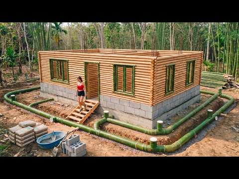TIMELAPSE: Woman Builds Amazing Bamboo Wooden House Alone Only 365 Days, Start to Finish