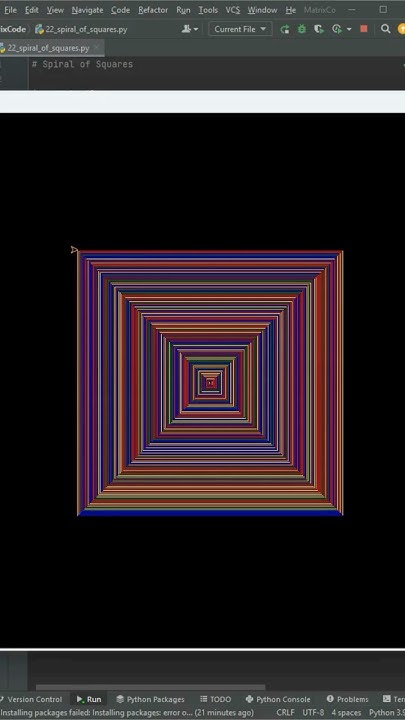 Python Turtle Fun #22 | Hypnotic Spiral of Squares in Python Turtle! 🎨🐢 #matrixcode #shorts ...