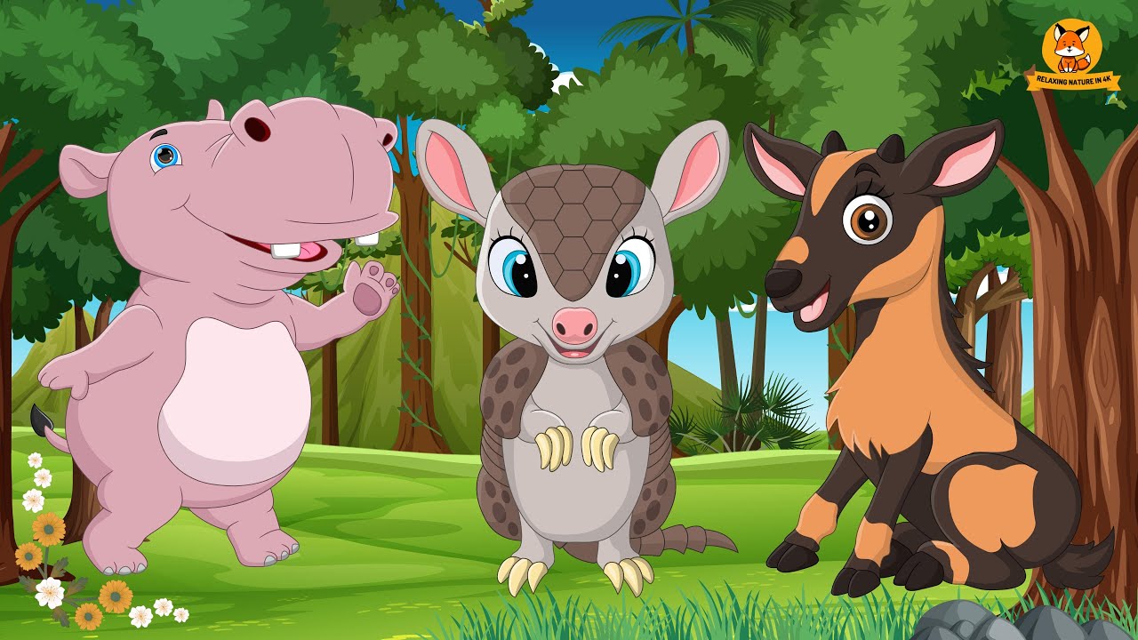 Cute Little Animals - Hippo, Donkey, Horse, Lemur, Peacock, Pangolin ...