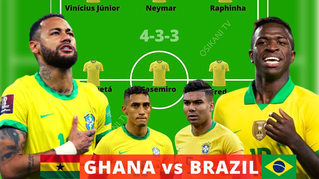 Best Brazil Starting Lineup vs Ghana Black Stars - Neymar, Vinicius Jr ...