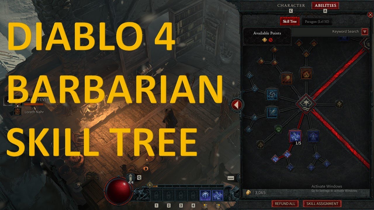Diablo 4 - Showing Full Barbarian skill tree - YouTube