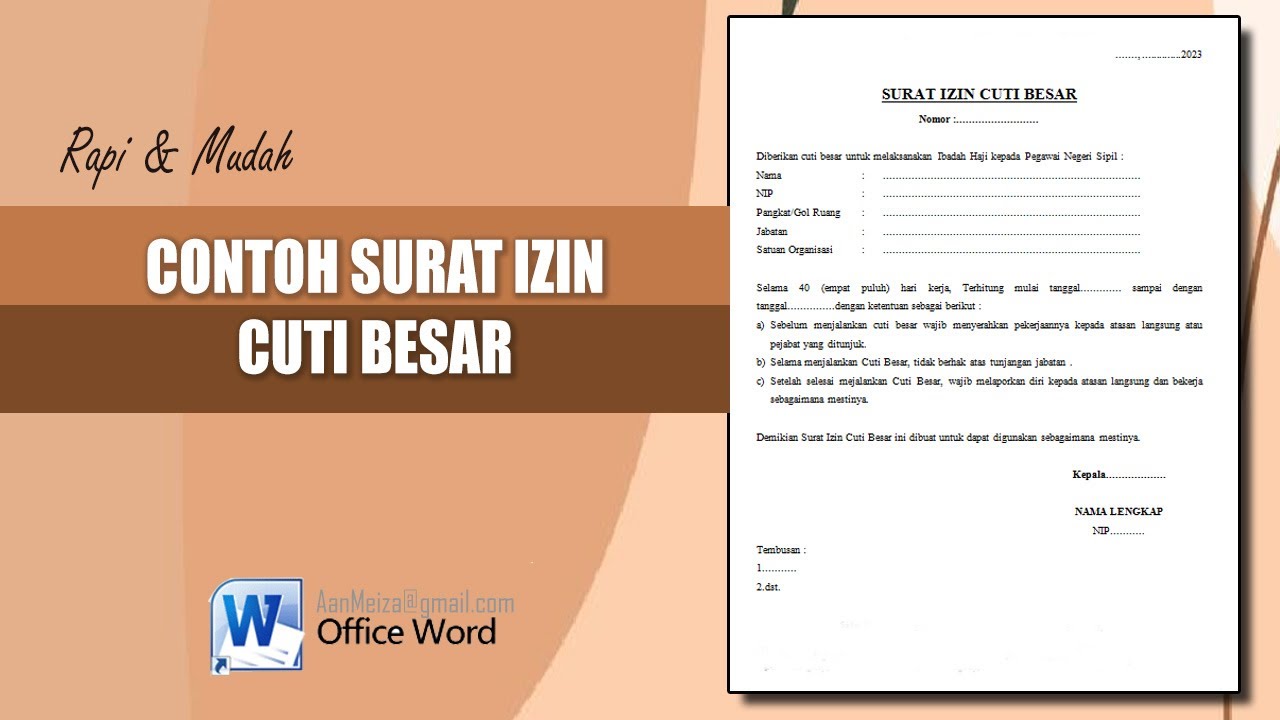 Cara Membuat Surat Izin Cuti Besar (Untuk Naik Haji) di MS Word - YouTube