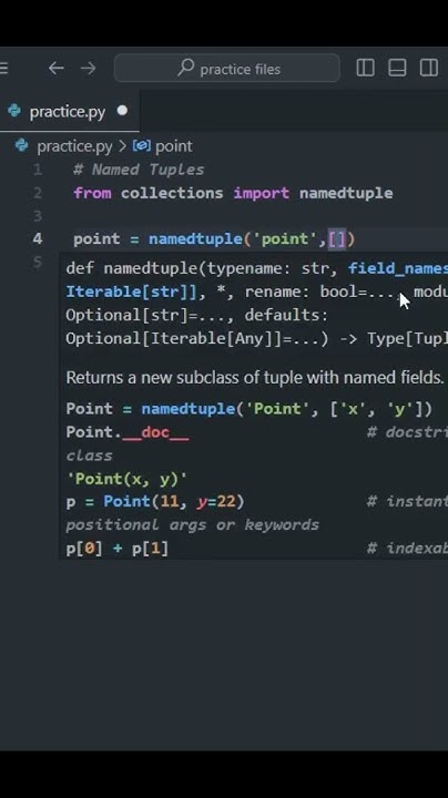 Named Tuples Python Pythonprogrammingcodinglearnpython Pythonforbeginners Youtube