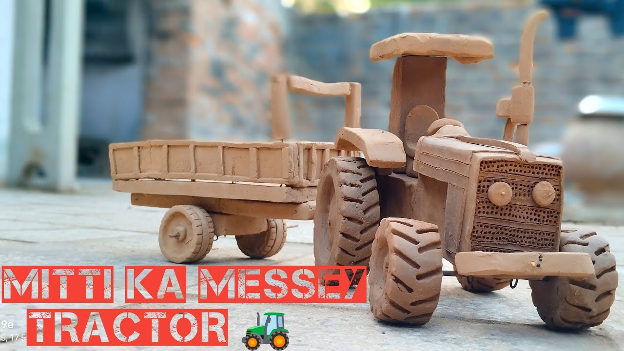 Mitti ka TRACTOR TROLLEY kaise banaen | how to make clay tractor |mini ...