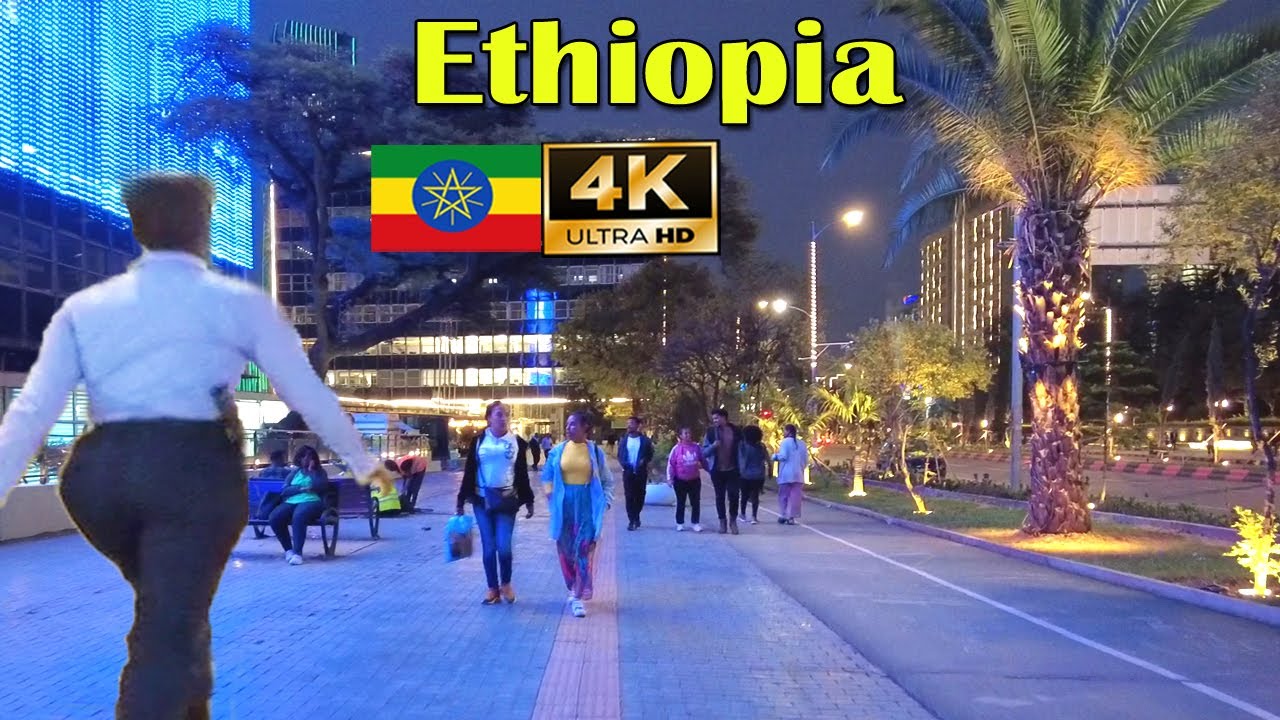 በምሽት ጨረቃ የመሰለው የቸርችል ጎዳና Addis Ababa Walking Tour @Night(376) , 🇪🇹 ...