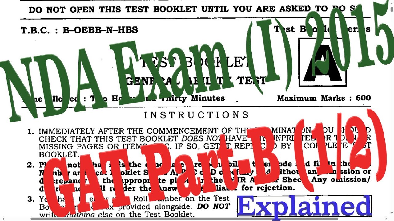 NDA Exam (I) 2015_GAT (1) || nda previous year question paper, nda pyq ...