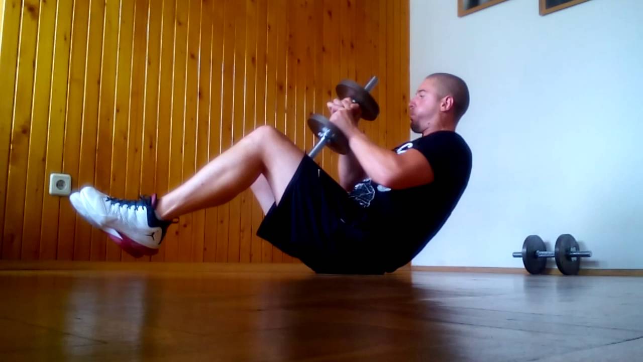 Dumbbell Core Side Rotations - Home Training - YouTube