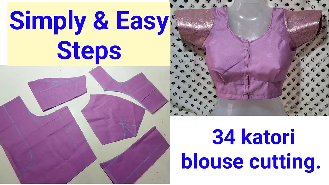 Katori blouse cutting/ 34 Size katori blouse cutting/ blouse cutting by sewing guide kumkum ...