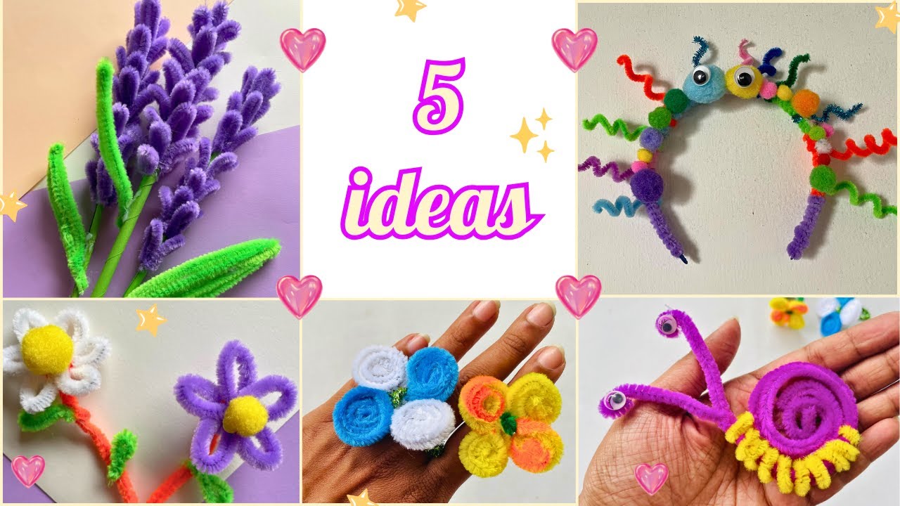 5 Ideas | DIY Pipe Cleaner Craft Ideas | Cute Gifts | Craft Tutorial ...
