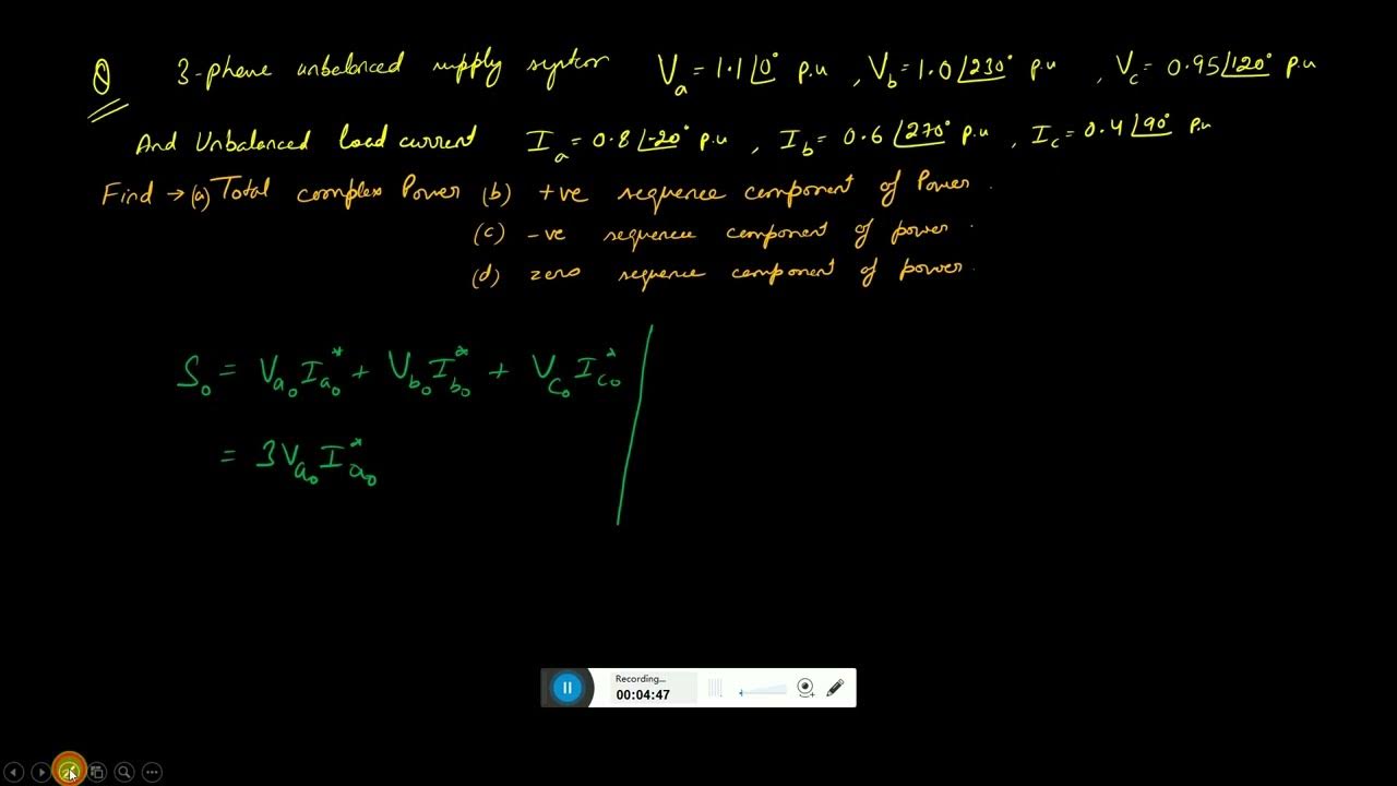 Numerical on unbalance load: Understanding Complex Power as sum of +ve ...