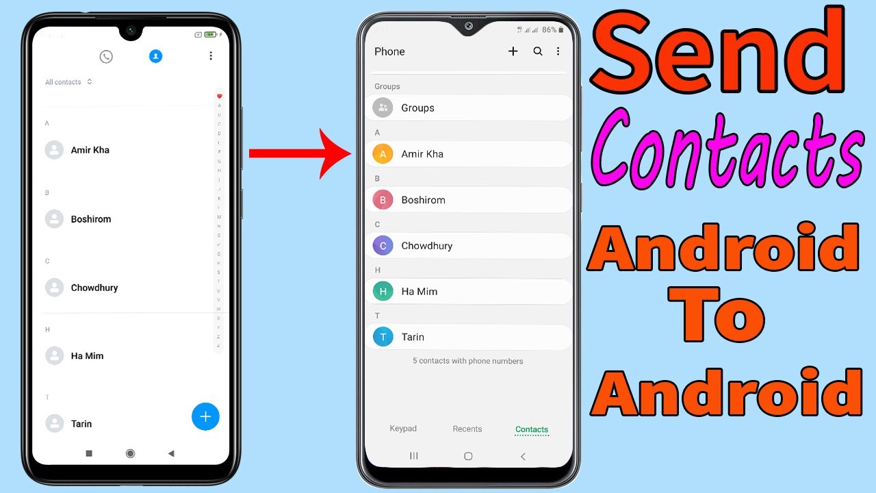 How To Send/ Transfer Contacts From Android To Android @HelpingMind ...