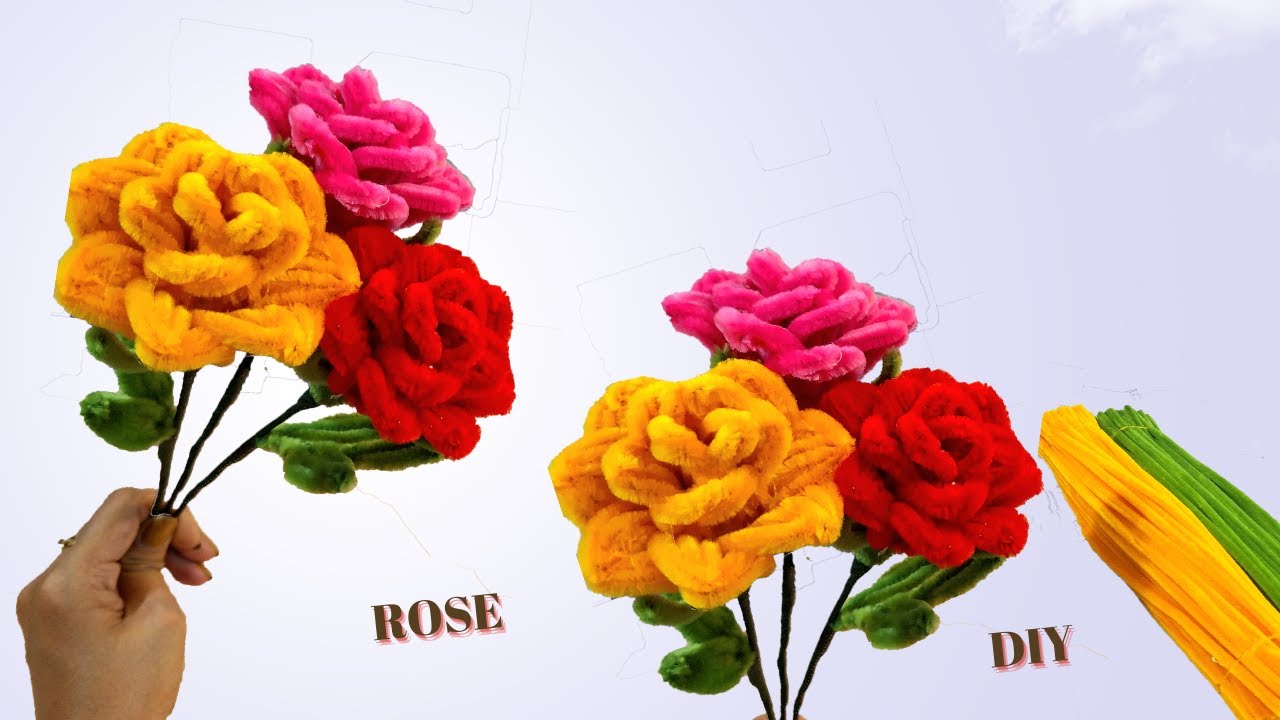 DIY | How to Make Rose With Pipe Cleaners - Chenille Stems Flowers ...